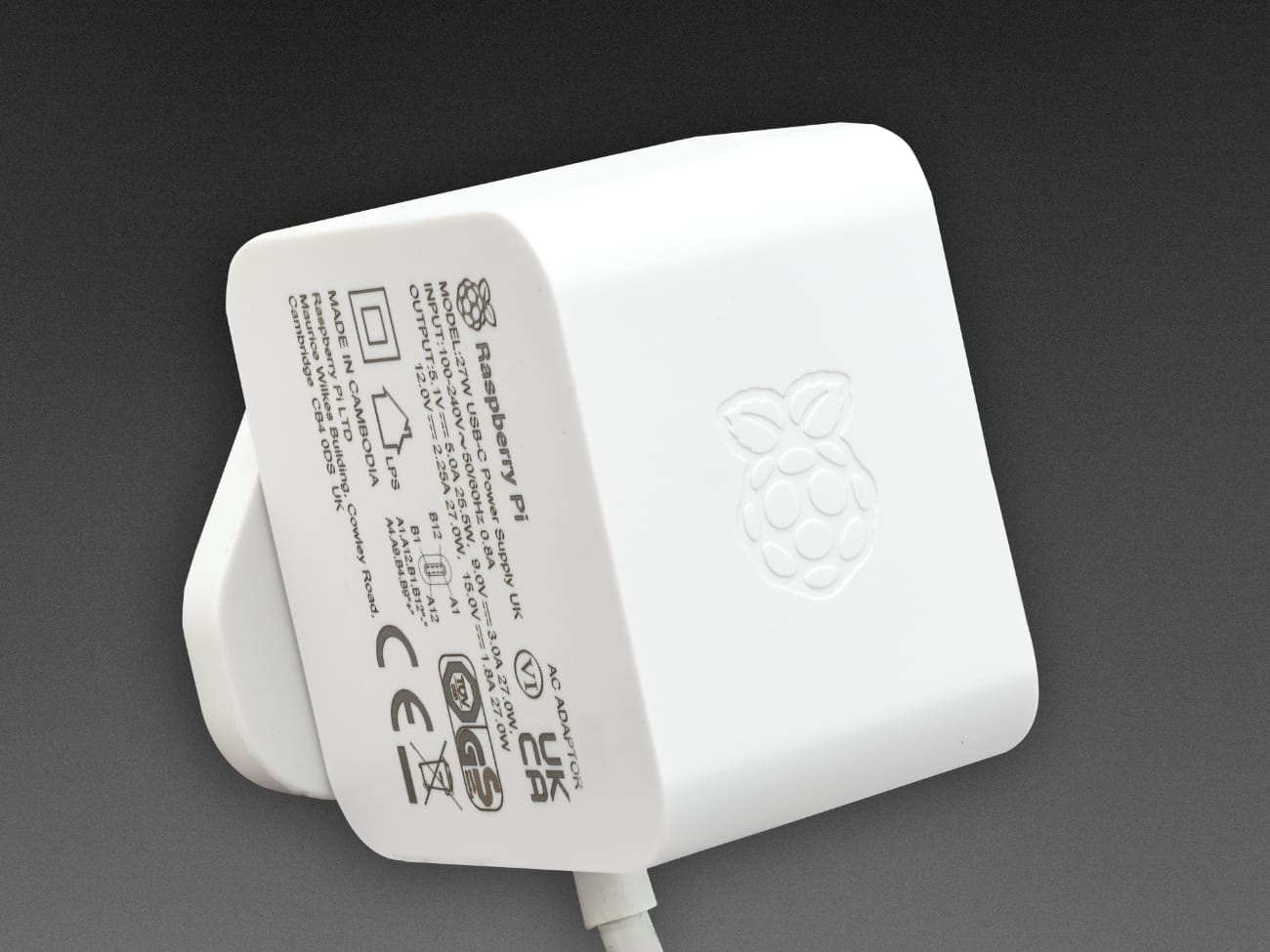 Raspberry Pi 27W USB-C PD Power Supply - Thingbits India